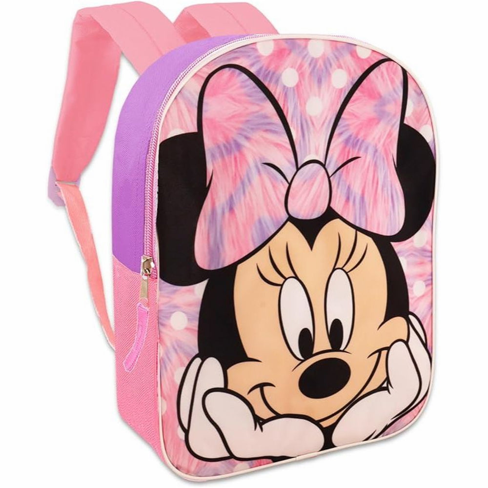 Disney Minnie Mouse Holding Chin in Two Hands Pink Glitter 15 Inch Bac ...