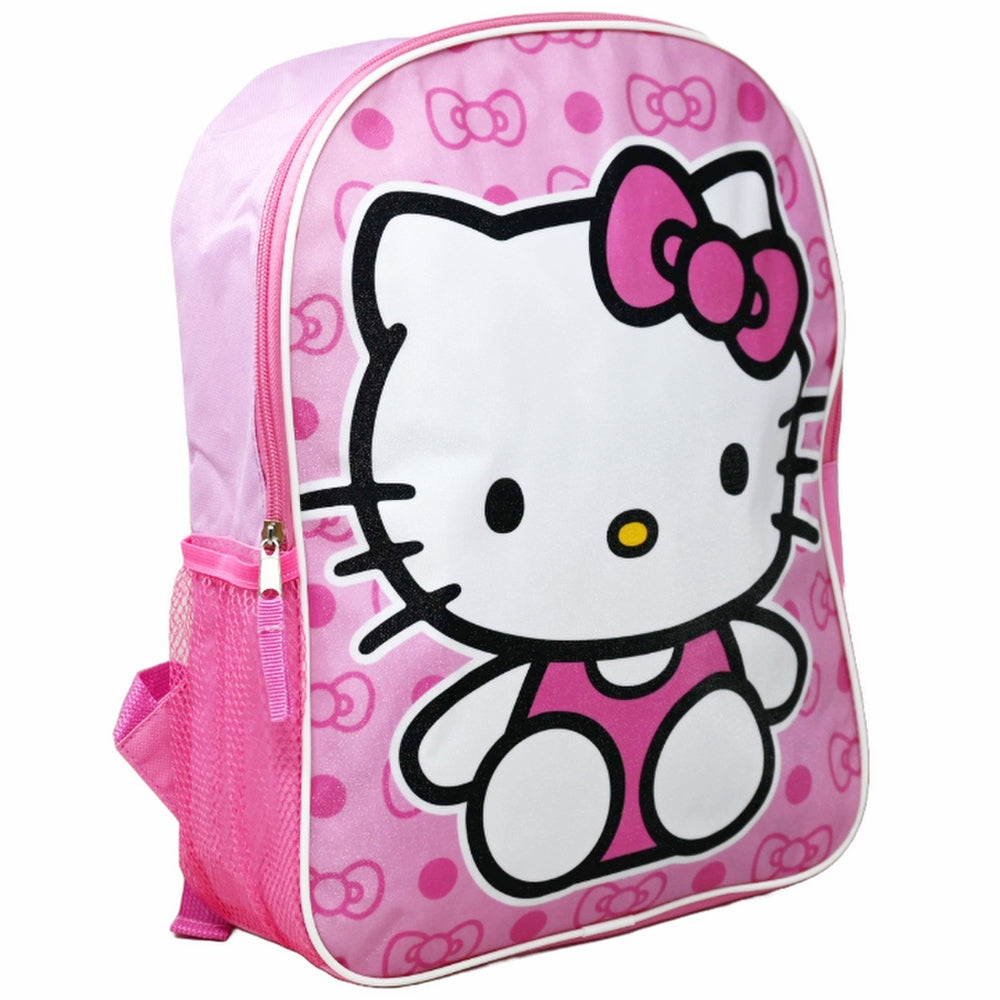 Hello Kitty Pink Glitter 15 Inch w/ Side Mesh Pocket Backpack| CASA MANGA