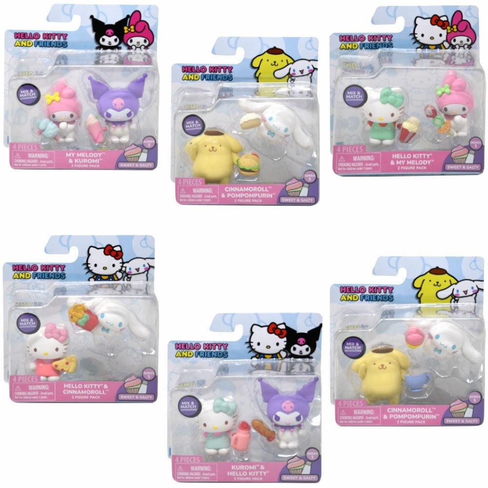 Hello Kitty and Friends 2 Inch Figure 2 Pack Blister Asst set of 6 ...
