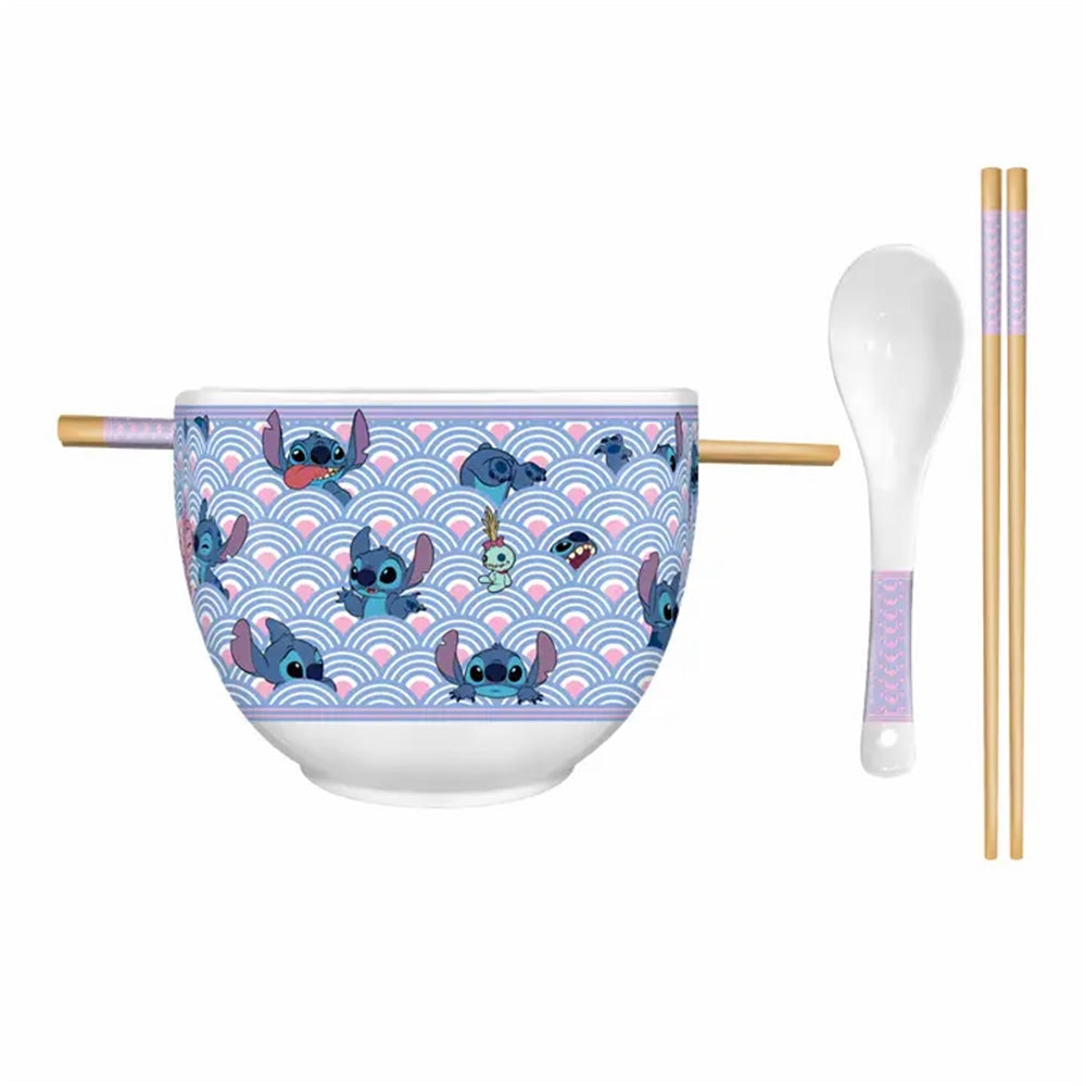 Lilo and Stitch Waves 20oz Ceramic Ramen Bowl w/ Chopsticks & Spoon ...