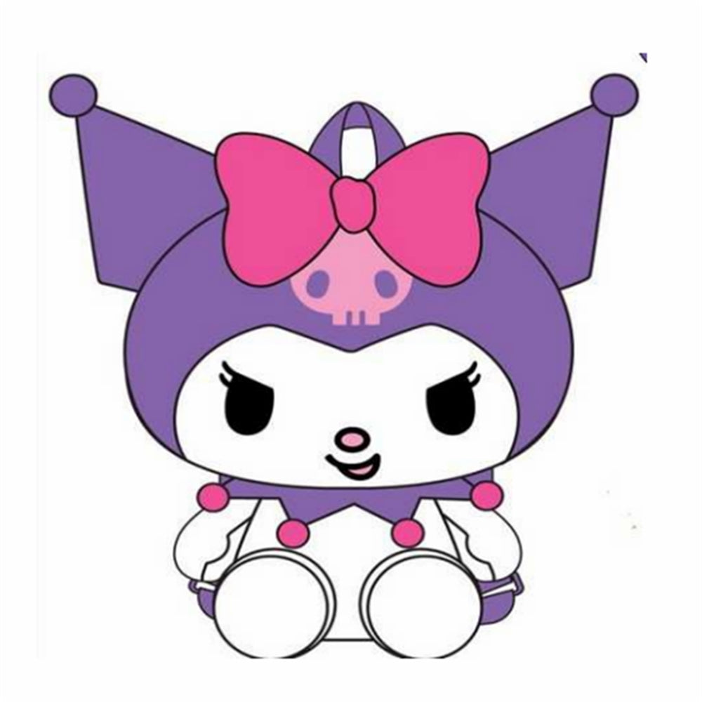 Sanrio Kuromi in Purple with 3D Pink Bow 14 Inch Sitting Pose Plush Ba ...
