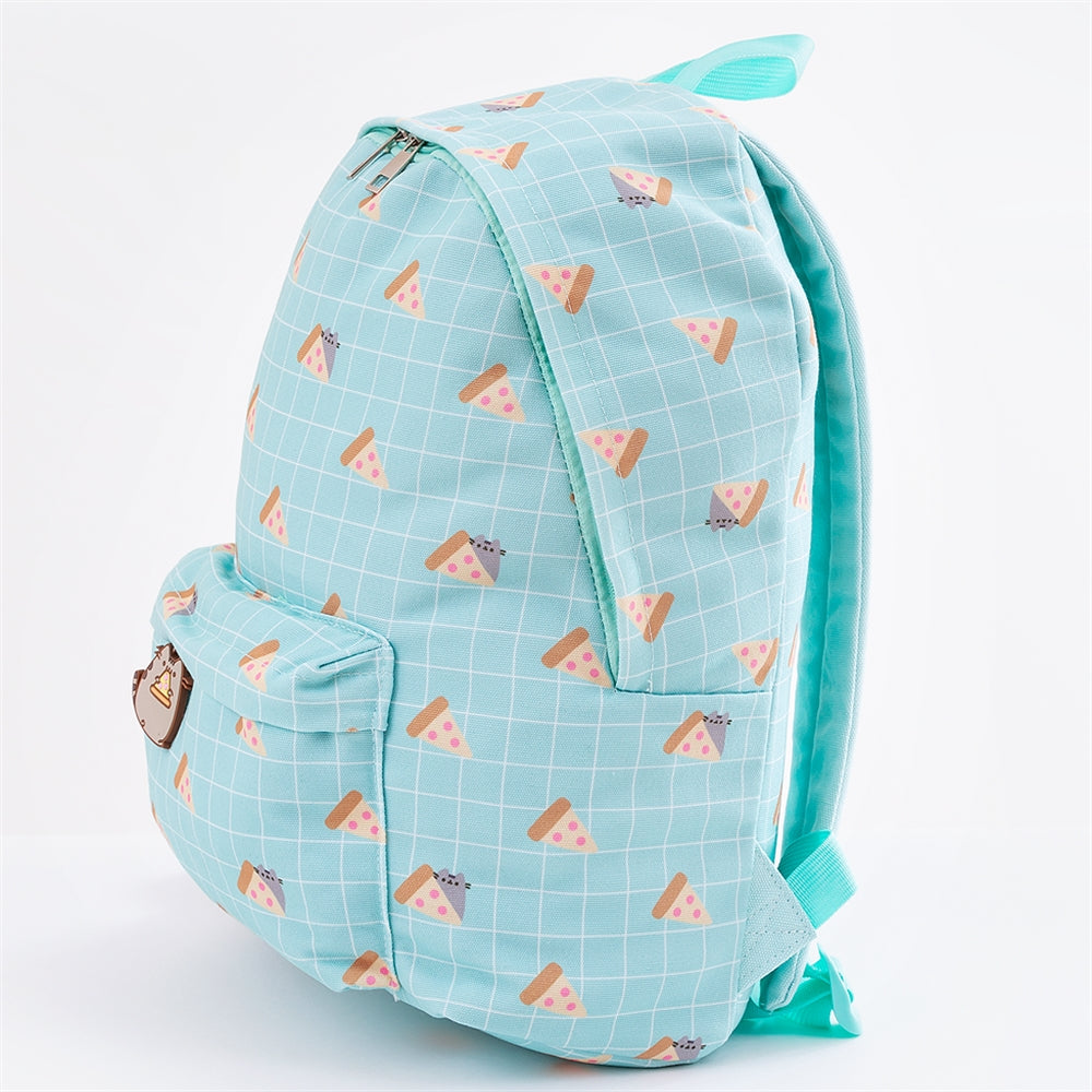 Pusheen Cat Pizza Retro Mint Color School Backpack| CASA MANGA