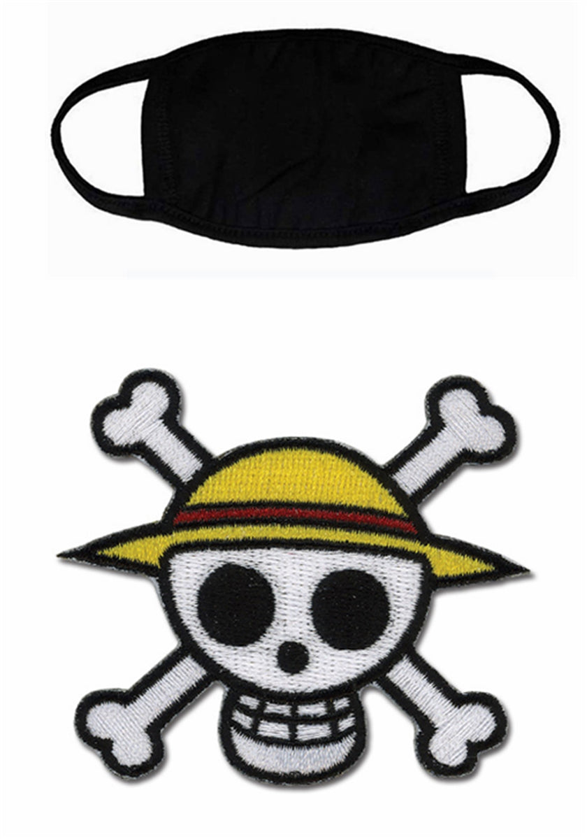 Black Cloth Mask w/ DIY One Piece Skull icon Patch 2.5"| CASA MANGA